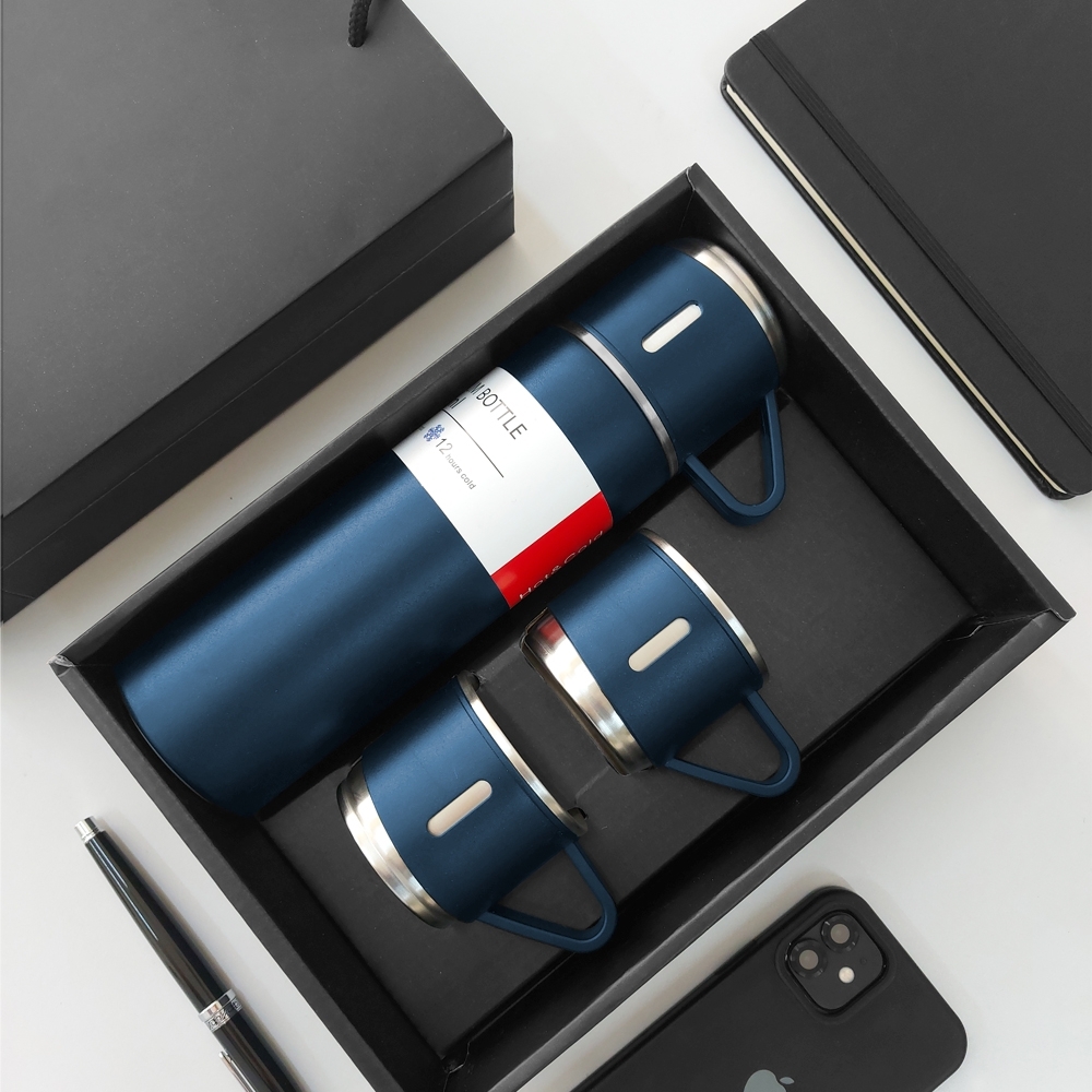 Brinde Garrafa Térmica Em Metal Com 3 Xícaras 440ML